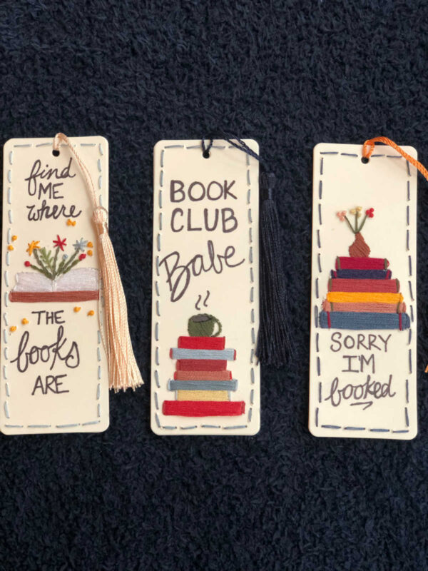 Embroidered Paper Bookmarks for Book Lovers DIY - Home Sweet Harps